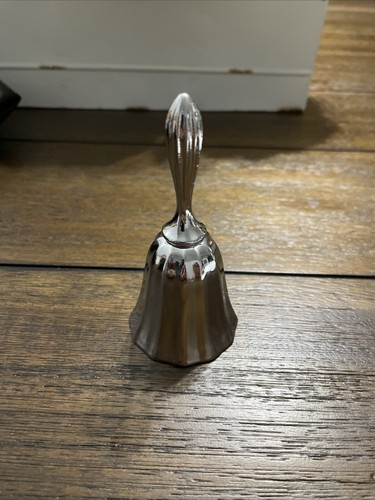 Small 4" Solid Silver Color Metal Hand Dinner Wedding Call Bell - Panel ...