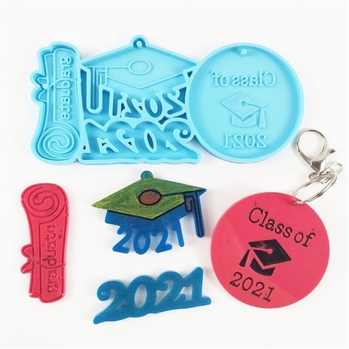 Glossy 2021 Graduation Keychain Epoxy Resin Mold Silicone DIY Crafts ...