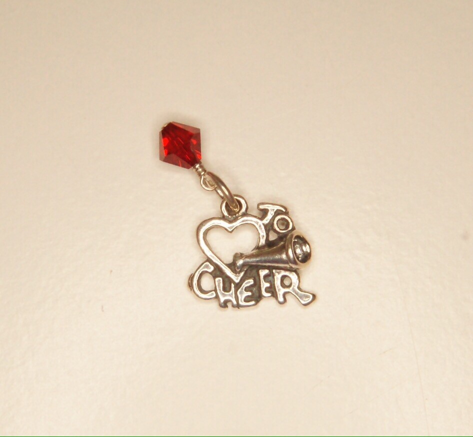 Sterling Silver Love To Cheer Red Crystal Cheerleading Charm | eBay