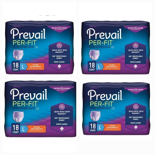 72 Ct Prevail Disposable Pullup Diaper Underwear Female Large | eBay
