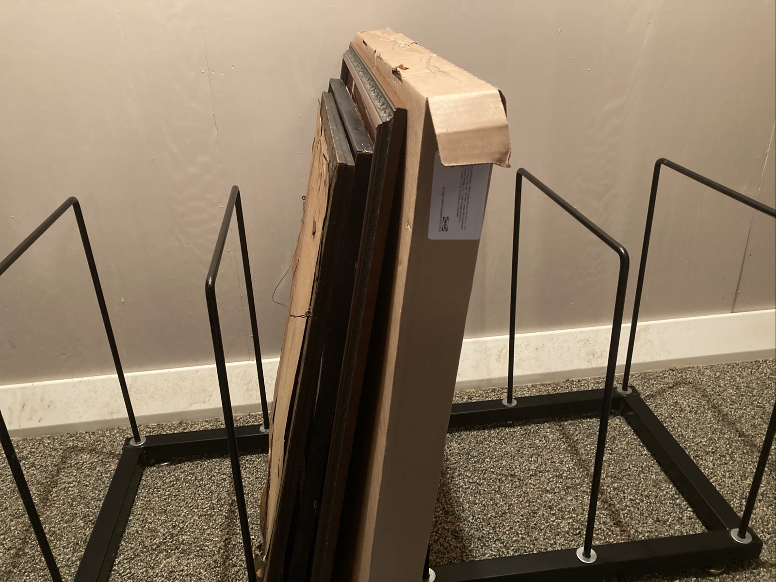 Black Steel Carton Stand Shelf 44 x 18 x 23 Adjustable Feet Storage Art ...