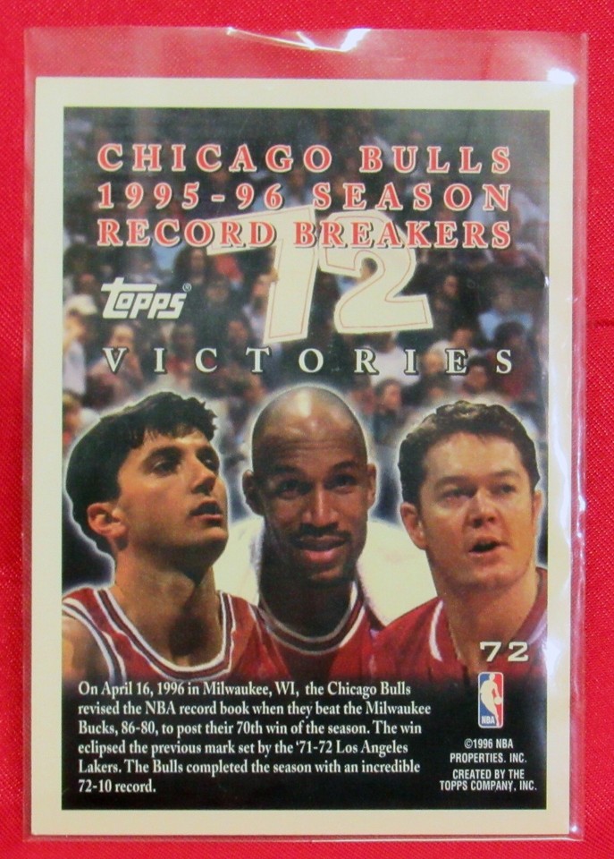 1996-97 Topps Chicago Bulls - Record Breakers Commemorative - 72 ...