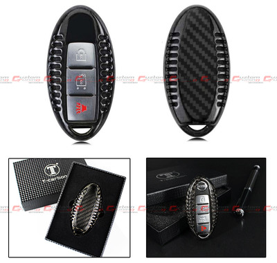LUXURY CARBON FIBER CASE COVER FOR 2007+ UP NISSAN KEYLESS ENTRY SMART ...