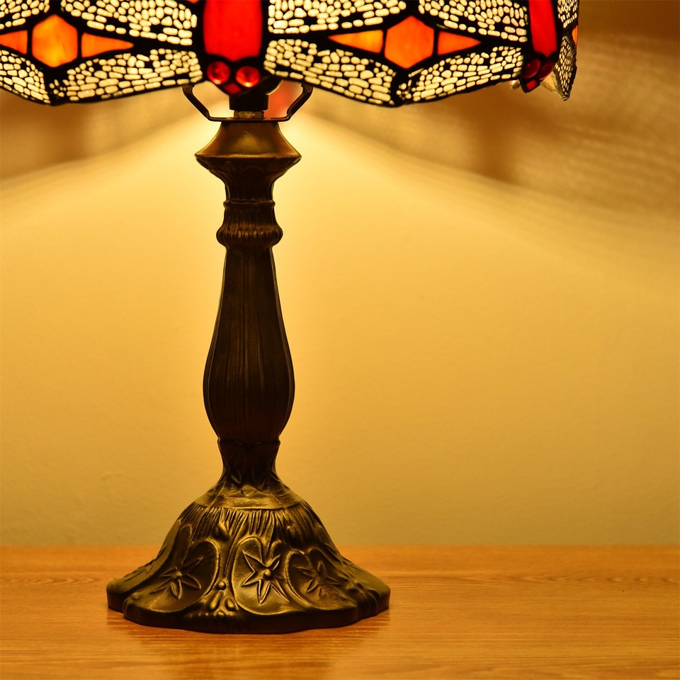 Tiffany Style Table Lamps Handcrafted Stained Glass Art Light Bedside ...