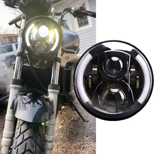 7" inch LED Projector Headlight for Honda Harley Kawasaki Yamaha ...