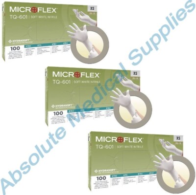 *300-Gloves* MicroFlex Soft White PF Hydrasoft Nitrile Exam X-Small TQ ...