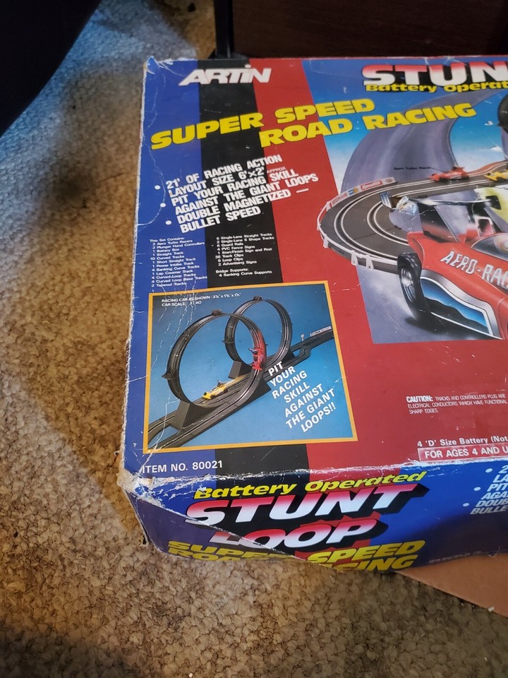 Vintage Artin stunt loop Super Speed Road Racing Slot Car Set in box | eBay