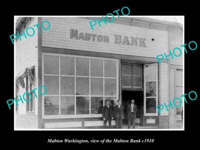 OLD POSTCARD SIZE PHOTO OF MABTON WASHINGTON VIEW OF THE MABTON BANK ...