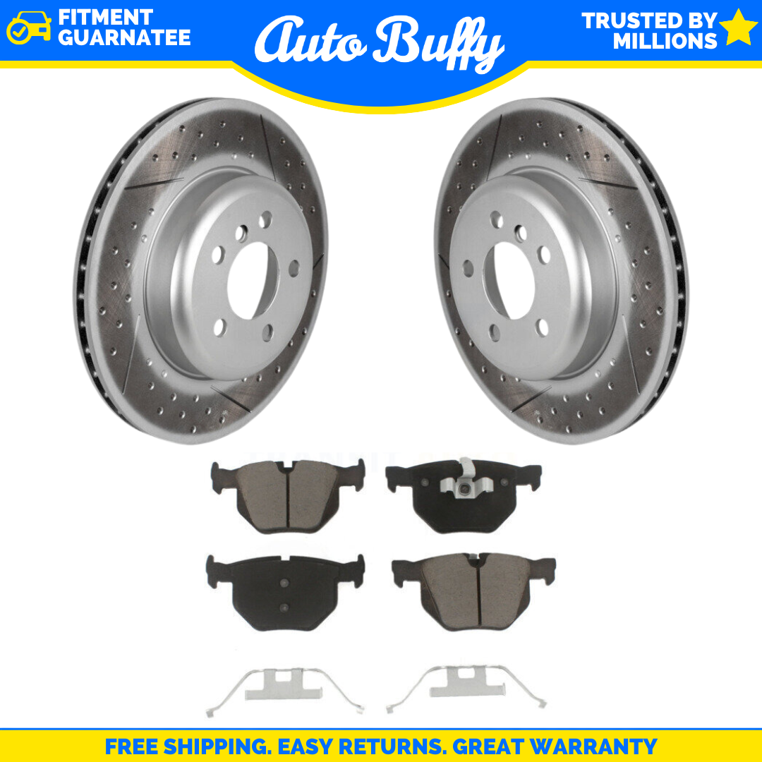 [Rear] Coat Brake Rotors Ceramic Pad Kit For BMW 335i With Blue Painted ...