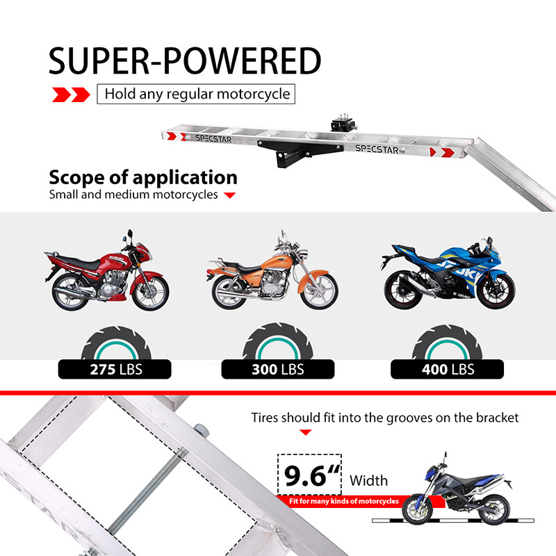 450lbs Aluminum Motorcycle Carrier Anti Tilt Hitch Mounted Dirt Bike ...