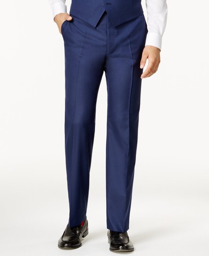 $200 Andrew Marc Ny Men Blue Fit Flat Front Suit Dress Pants Trousers ...