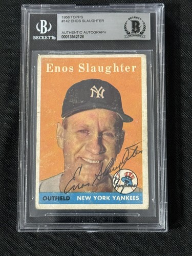 1958 Topps #142 Enos Slaughter Yankees HOF BAS SLABBED AUTHENTIC ...