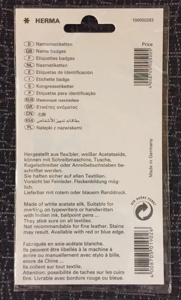 Herma 1902 White/Red Stripes 54x19 mm Removable Acetate Silk Name ...