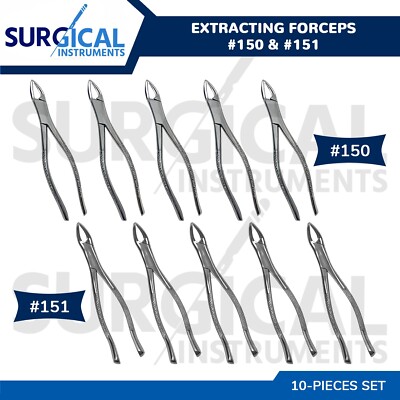 10 Pcs Extracting Forceps #150 & 151 Dental Instruments Stainless ...