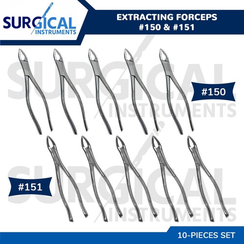 10 Pcs Extracting Forceps #150 & 151 Dental Instruments Stainless ...
