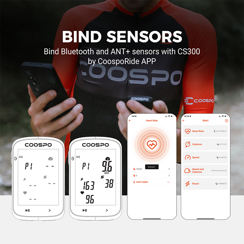 COOSPO CS300 Wireless Bike Computer GPS Bike Speedometer Odometer ...