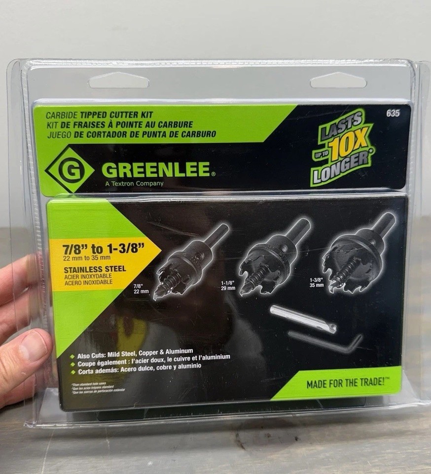 Greenlee Carbide-Tipped Hold Cutter Set# 635 Brand New Sealed 7/8” - 1 ...