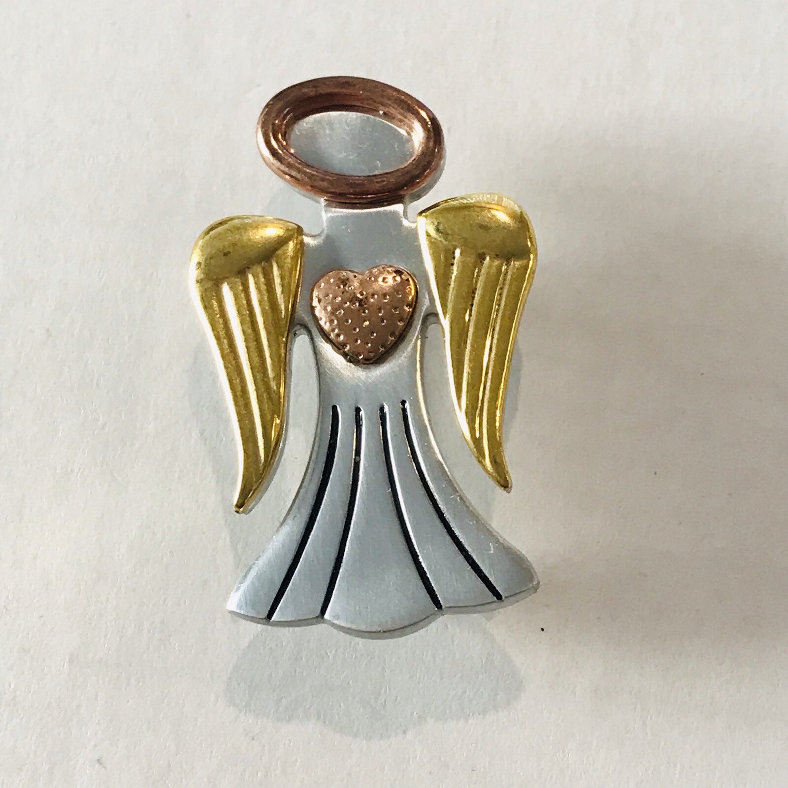 Avon Brooch Tri Color Metal Angel Halo Signed Stamped… - Gem