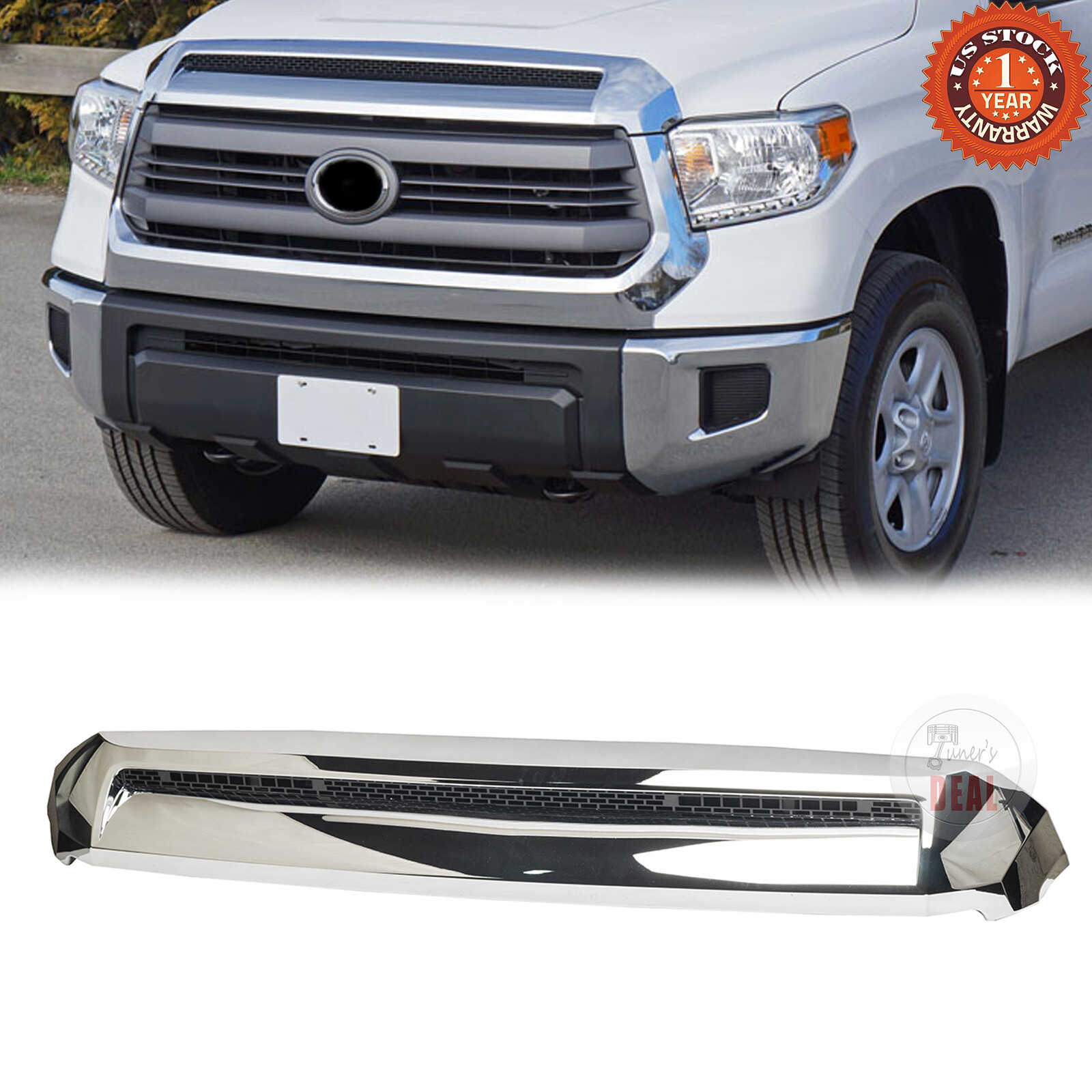 Fits 2014-2021 Toyota Tundra Silver Front Upper Hood Bulge Molding ...