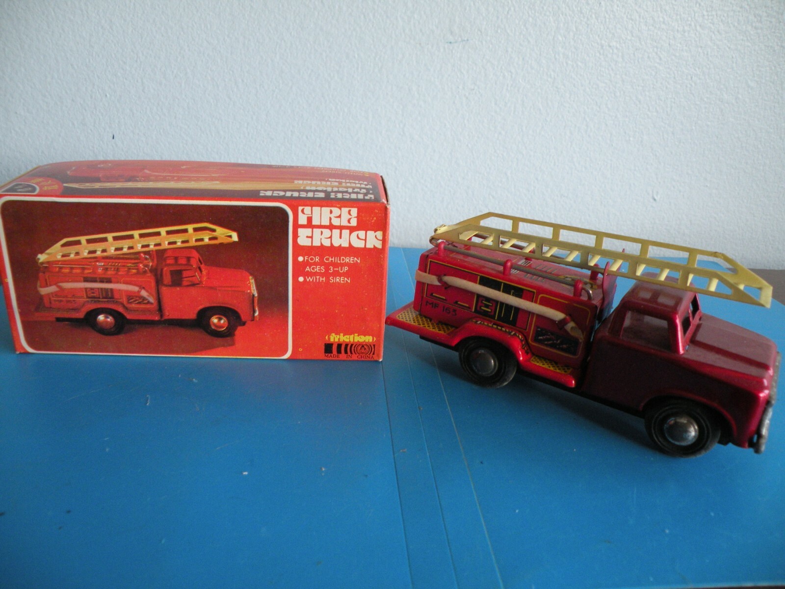 Vintage Tin Toy Fire Truck Friction with Siren MF163 China new old ...