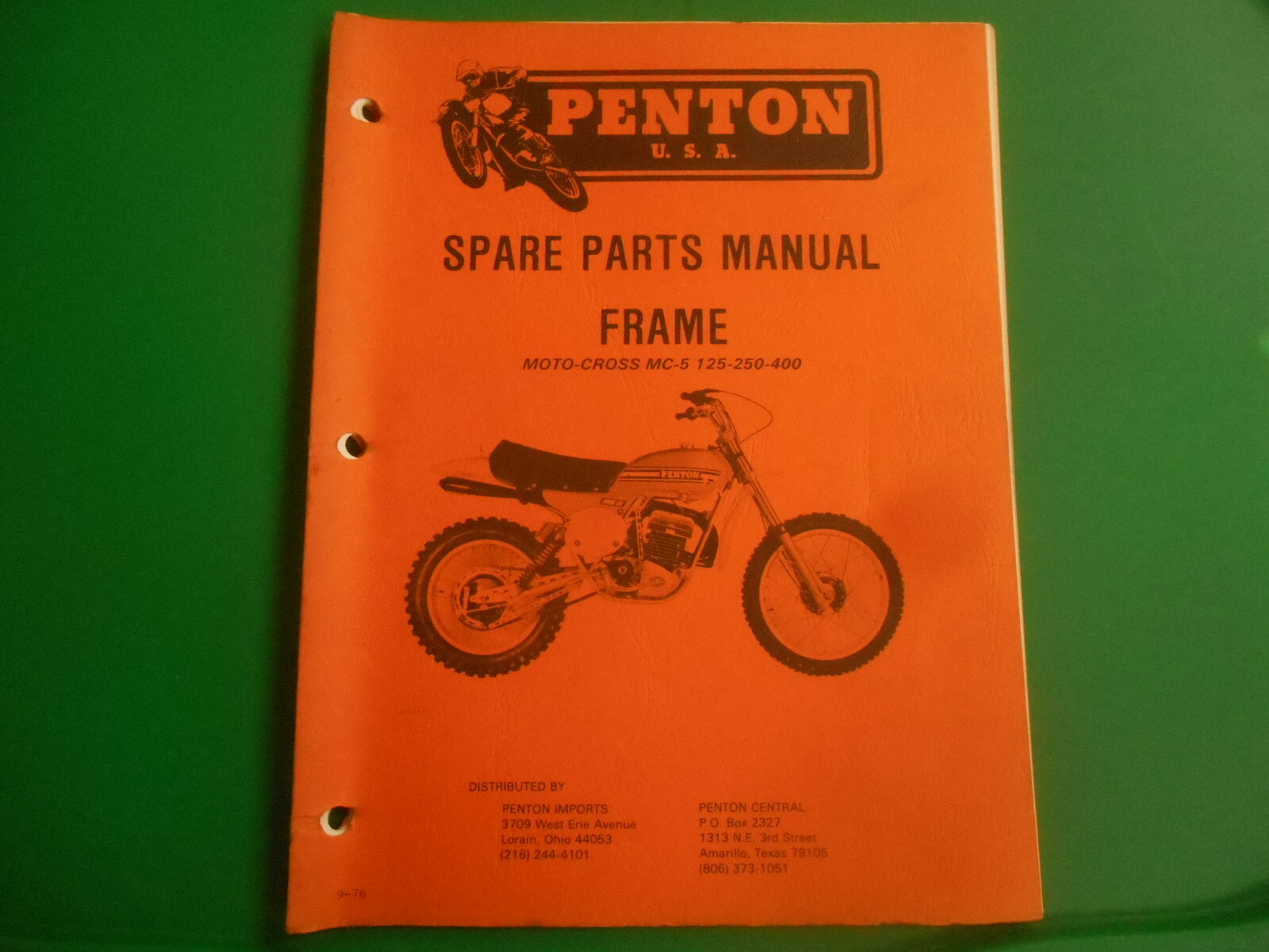 Penton U.SA Motocross MC-5 125 250 400 Frame Parts Factory Manual 9/76 ...