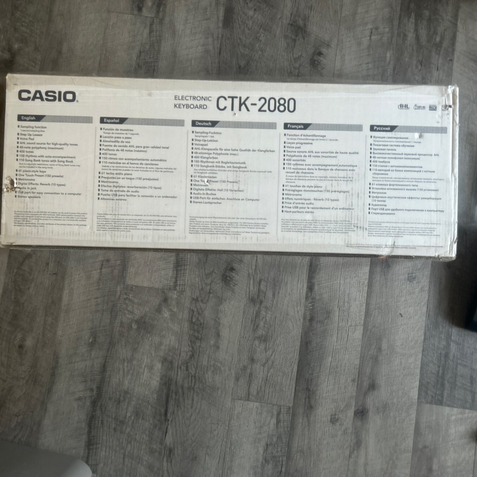 Casio CTK-2080 Electronic KEYBOARD w/ Stand & Guide - 61 Piano-Style ...