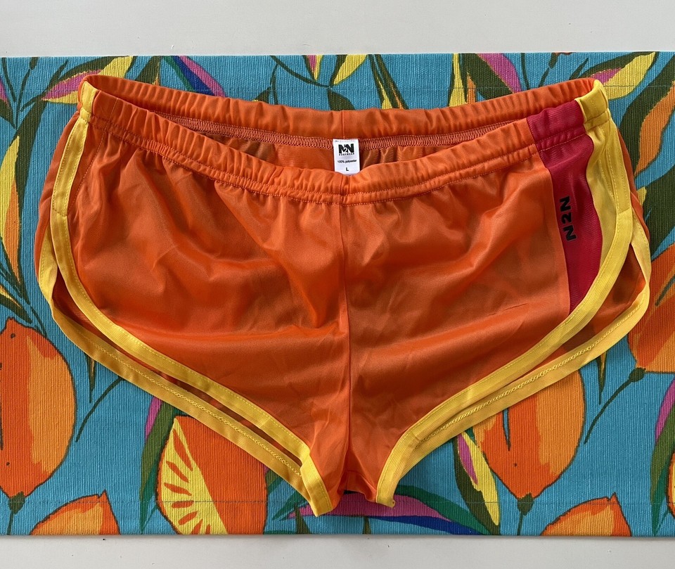 N2N Bodywear CS23 Malibu Sunset Euro Splits Sheer Orange Gym Shorts ...