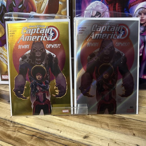Captain America #3 Sam Wilson Beware Capwolf Gold Foil Ltd 300 & Silver ...