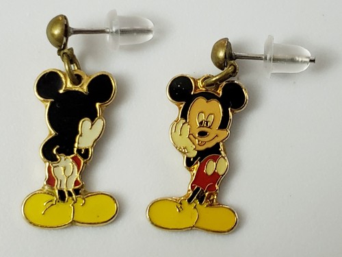 Vintage Mickey Mouse Front & Rear Facing Walt Disney Dangle Earrings ...