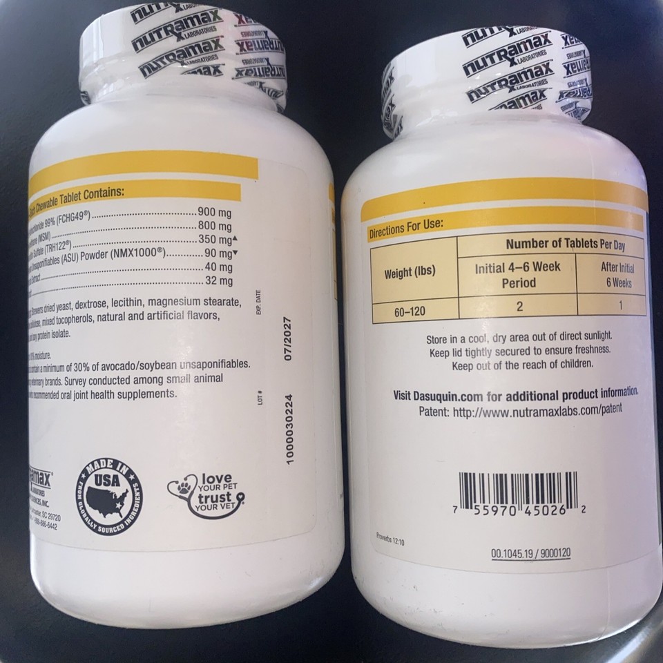 Lot of 2 Dasuquin with MSM for Large Dogs (84 Chewable Tablets) Exp 07/ ...