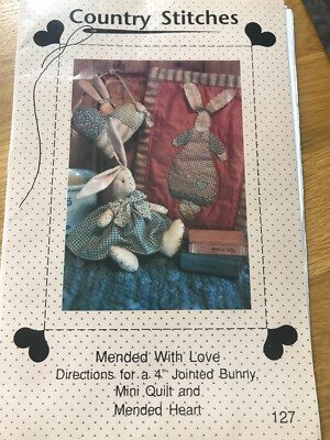 Vtg 1989 Mended With Love Jointed Bunny Rabbit Doll Sewing Craft ...