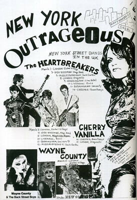 NEW YORK PUNKS - HEARTBREAKERS / CHERRY VANILLA Punk Poster - 10"x6 ...