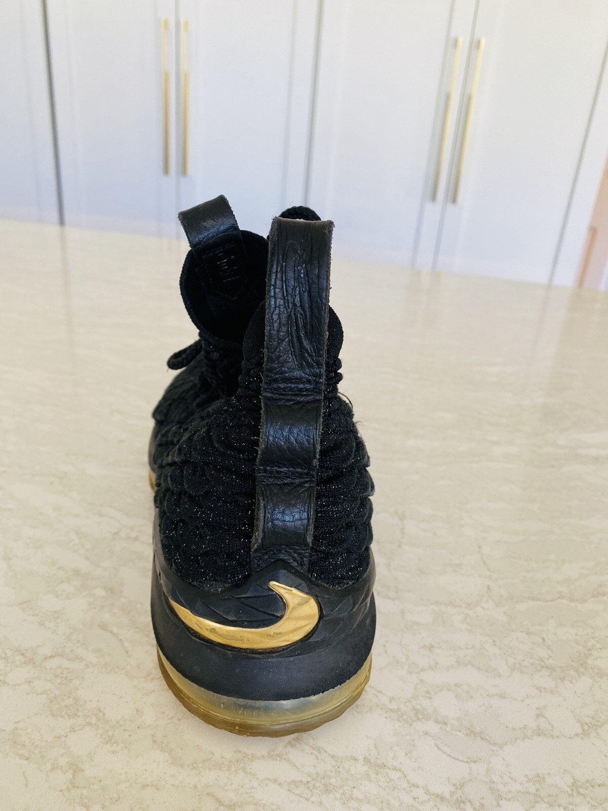 Men's Nike LeBron 15 XV Metallic Gold Black Basketball Shoes Size US ...