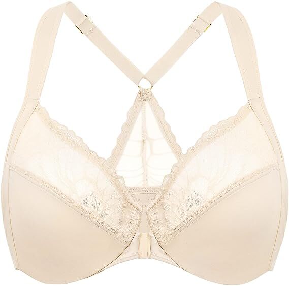 AISILIN Women's Front Closure Bra, Racerback Plus Size Full Coverage ...