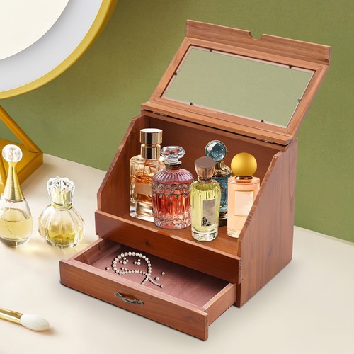 Perfume Organizer Wood Jewelry Storage Box Perfume Display Stand with ...