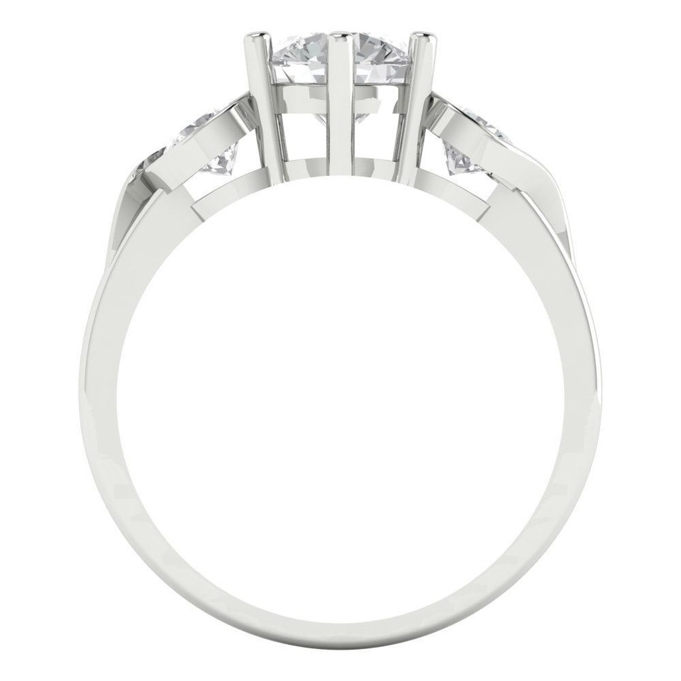 1.85ct Round 3 stone White Clear Promise Wedding Engagement Ring 14k ...