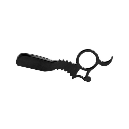 Stainless steel straight throat razor with finger ring handle black or ...