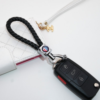 For Pontiac Emblem Key Chain Ring BV Calf Leather Style Gift Decoration ...