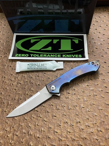 Zero Tolerance Sinkevich 0450 Flipper Custom ANO Blue Titanium Knife ...