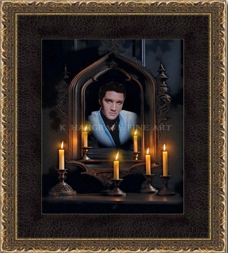 Elvis Tribute Portrait Shrine Candles Velvet Elvis Style Vintage Wall ...