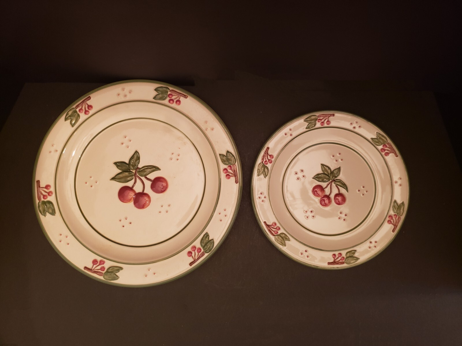 Cracker Barrel Red Cherry Cream Ceramic Platters Plates Dishes | eBay