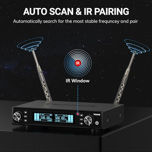 Wireless Microphone System, Auto Scan & Pair UHF Rechargeable Karaoke ...
