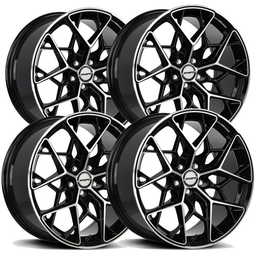 (Set-4) Shift H35 Piston 18x8.5 5x112 +32mm Black/Machined Wheels Rims ...
