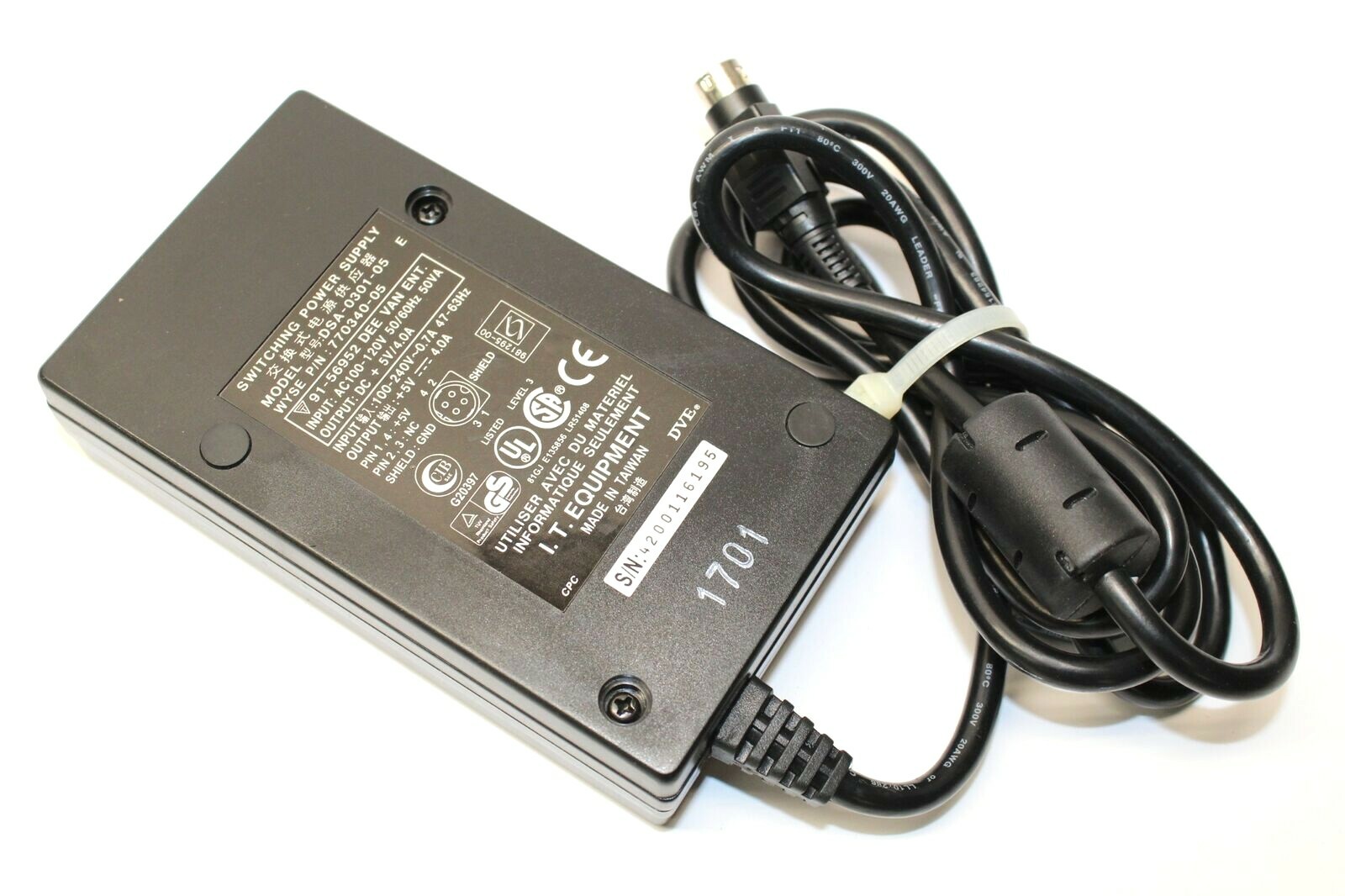DVE DSA-0301-05 Switching Power Supply Output DC 5V 4A Transformer ...