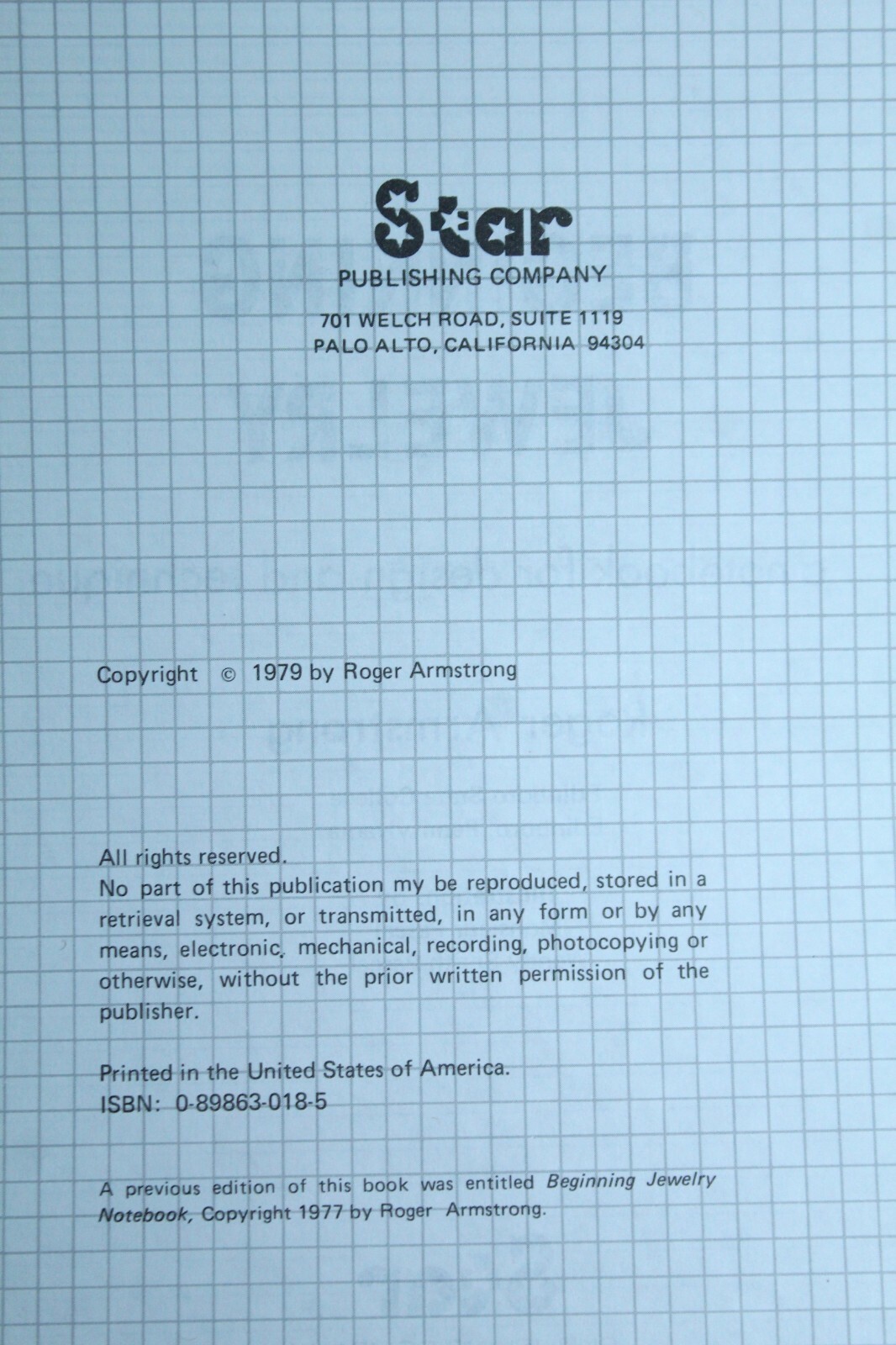 BEGINNING JEWELRY, NOTEBOOK FOR DESIGN & TECHNIQUE, ROGER ARMSTRONG ...