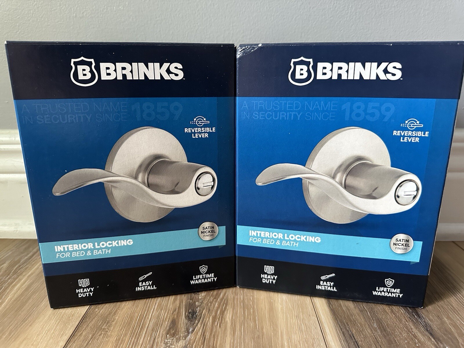 Lot of 2: Brinks Interior Locking Door Handle Doorknob Wave Lever Satin ...