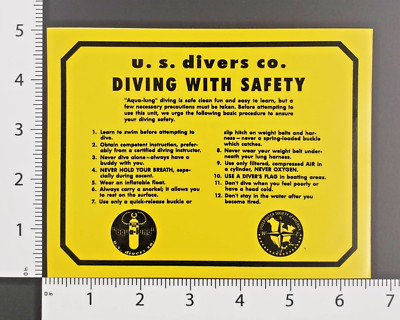 U.S. Divers Co. Aqua-Lung Diving with Safety Decal Sticker repro 6mil ...