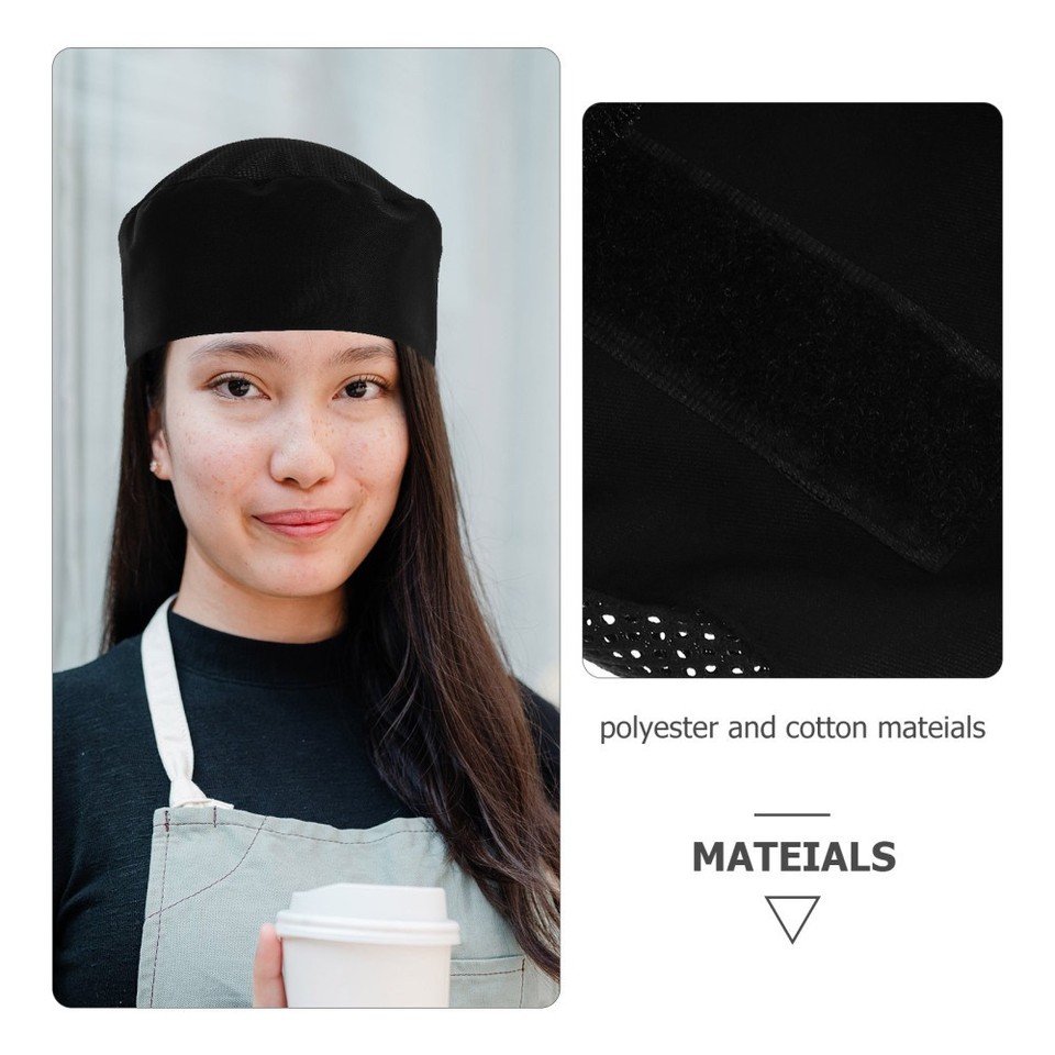 2 Pieces Black Chef Hat Breathable Chefs Skull Cap Child Work Costume ...