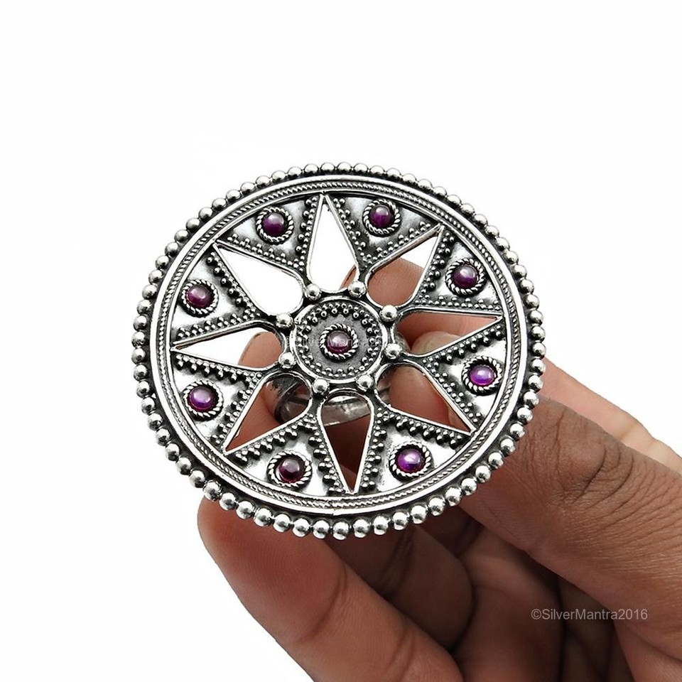 Sterlingsilber Natürliche Rubin Statement Elegant Tochter Geschenk Ring ...