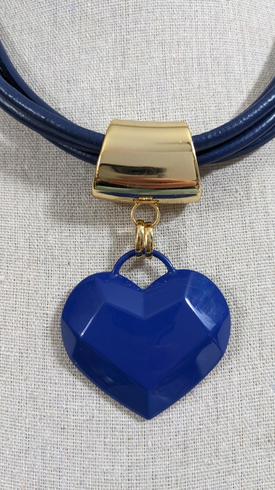 Metal Blue Heart Shaped Collar Necklace | eBay